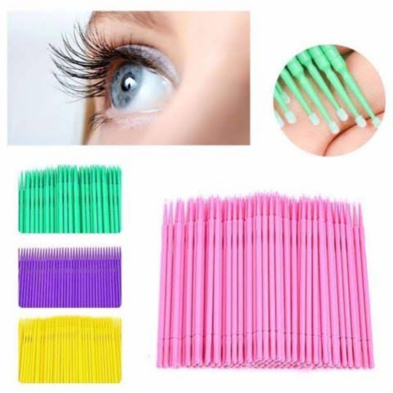 Jual Ecer Microbrush sulam alis / eyelash extension / tanam bulu mata isi 100 pcs | Shopee Indonesia