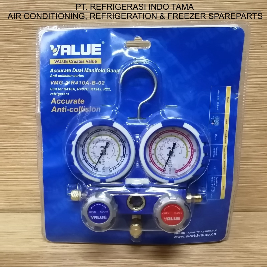 Jual MANIFOLD VALUE VMG-2-R410A-B-02 GAUGE Ø 68MM BLISTER PACK R22 ...