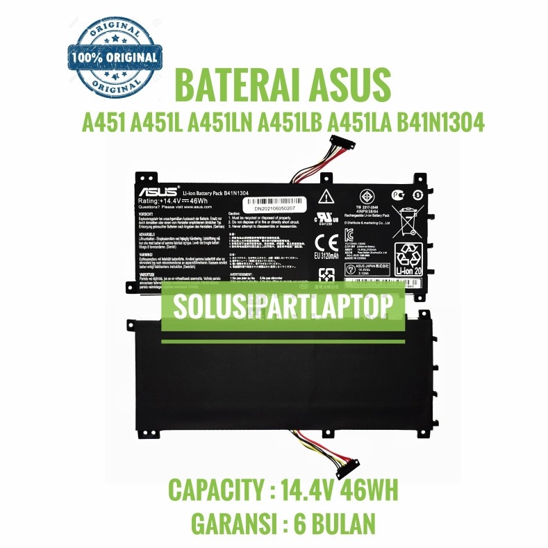 Jual ORIGINAL BATERAI ASUS A451 A451L A451LN B41N1304 | Shopee Indonesia