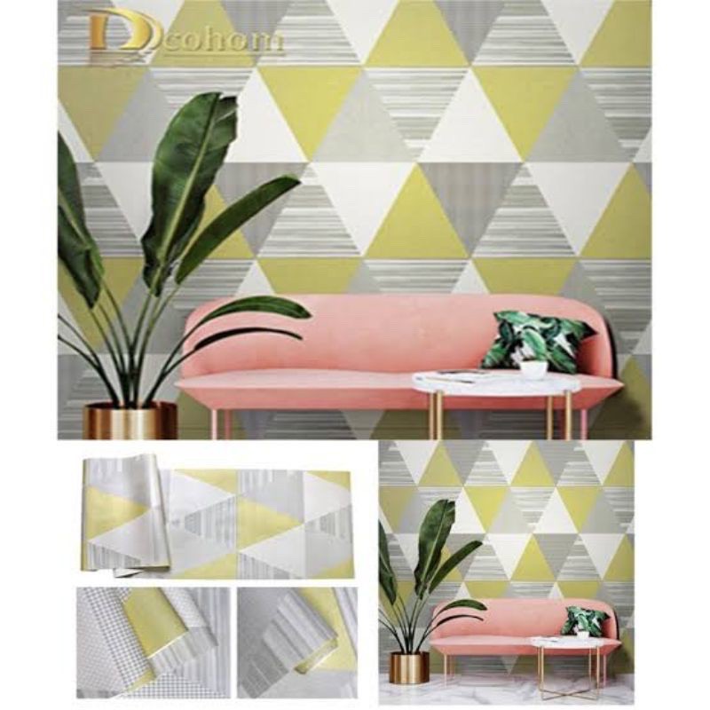 Jual WALLPAPER DINDING ukuran 45 cm x 10 M Motif SEGITIGA HIJAU Minimalis | Shopee Indonesia