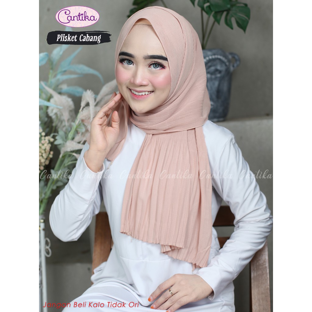 Jual Jilbab Pashmina Plisket Ceruti Cabang Ori Cantika BY QOID | Shopee ...