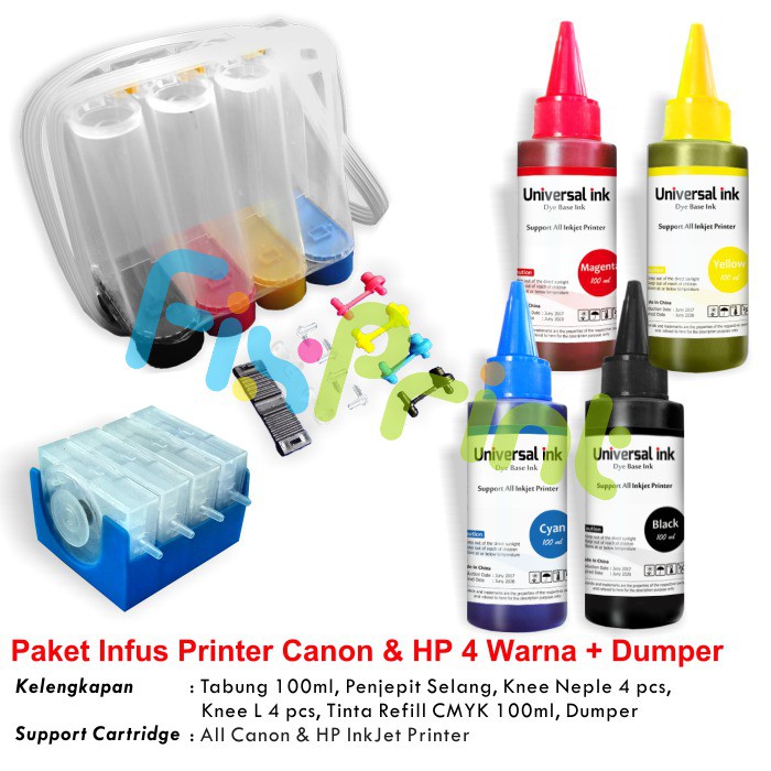 Jual Paket Tabung + Dumper One Way + Tinta Infus 100ml CMYK Dye Base ...