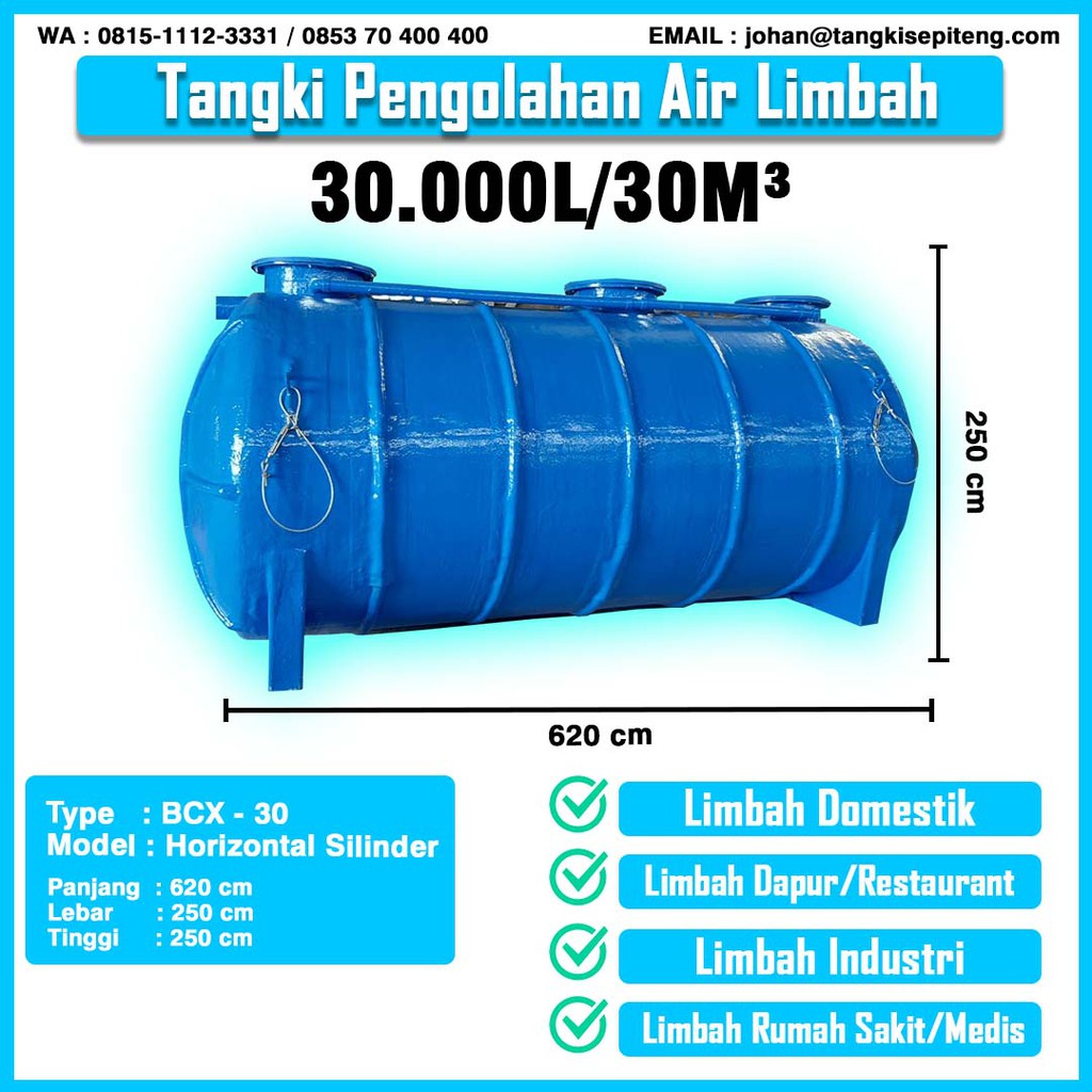 Jual 30000L-TANGKI Pengolahan Air Limbah IPAL|30000 Liter-30M3|STP ...