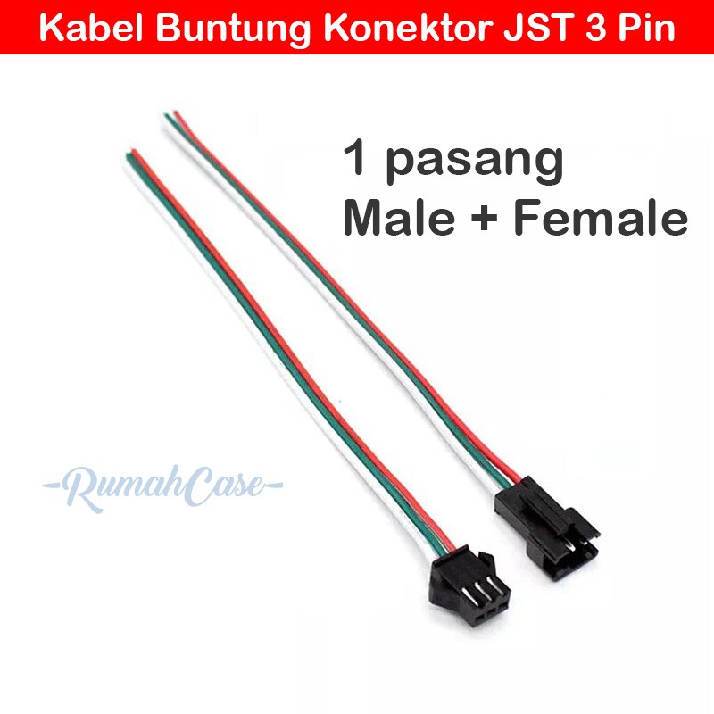 Jual Kabel Buntung Konektor JST 3 Pin Male Female ws2812b aristo 3pin soket 1 pasang jack ...