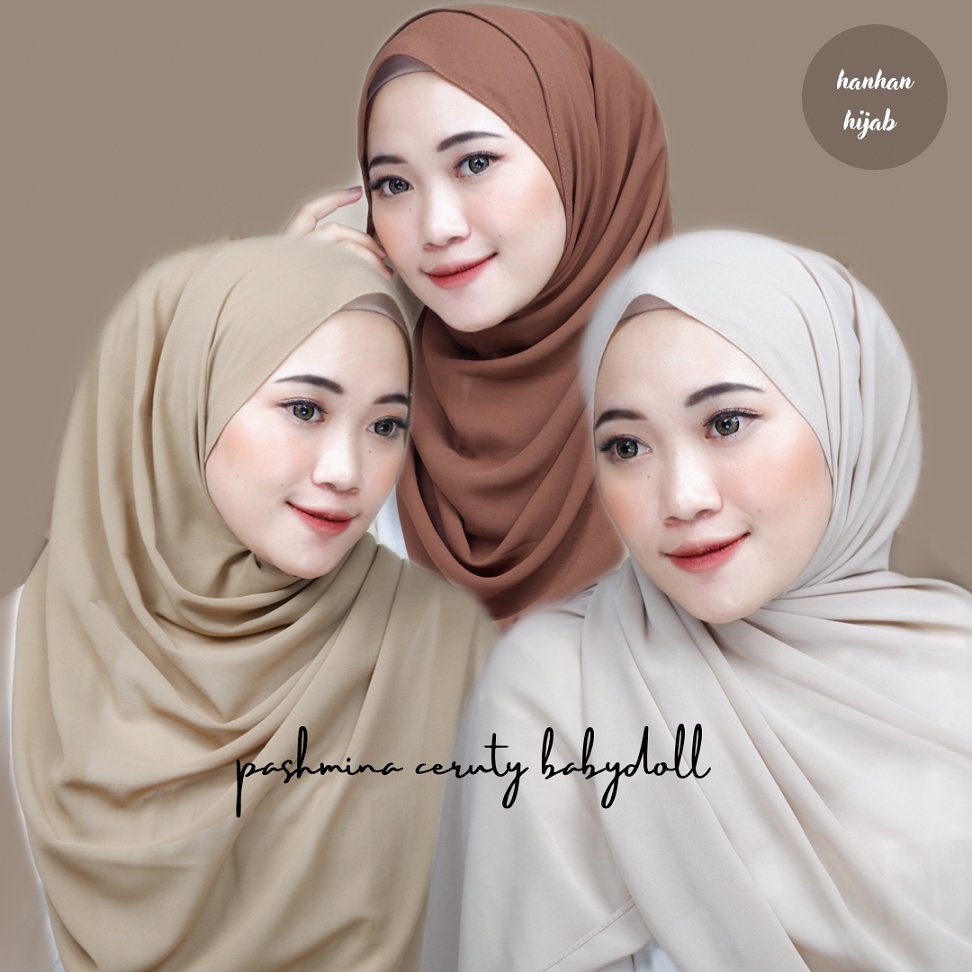 Jual PASHMINA CERUTY BABYDOLL PREMIUM POLOS 180 x 75 | Shopee Indonesia