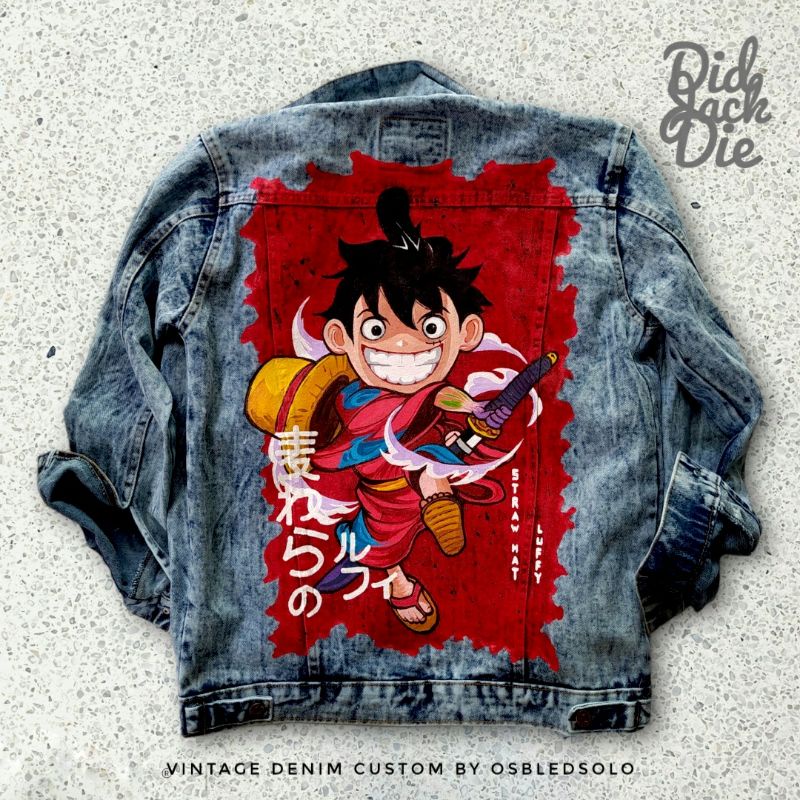 Jual JAKET LUKIS LUFFY ONE PIECE JAKET JEANS CUSTOM | Shopee Indonesia