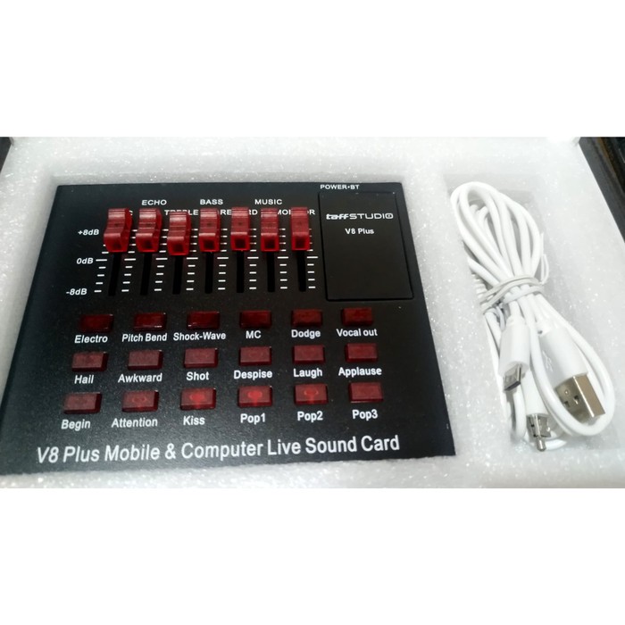 Jual LIVE BOARDCAST SOUNDCARD V8 PLUS BLUETOOTH AUDIO USB EXTERNAL MICROPHONE SOUND CARD ...