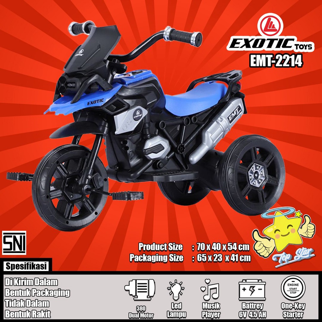 Jual Mainan Anak Sepeda Motor aki Exotic EMT2214 Ride-On 2in1 Motor ...