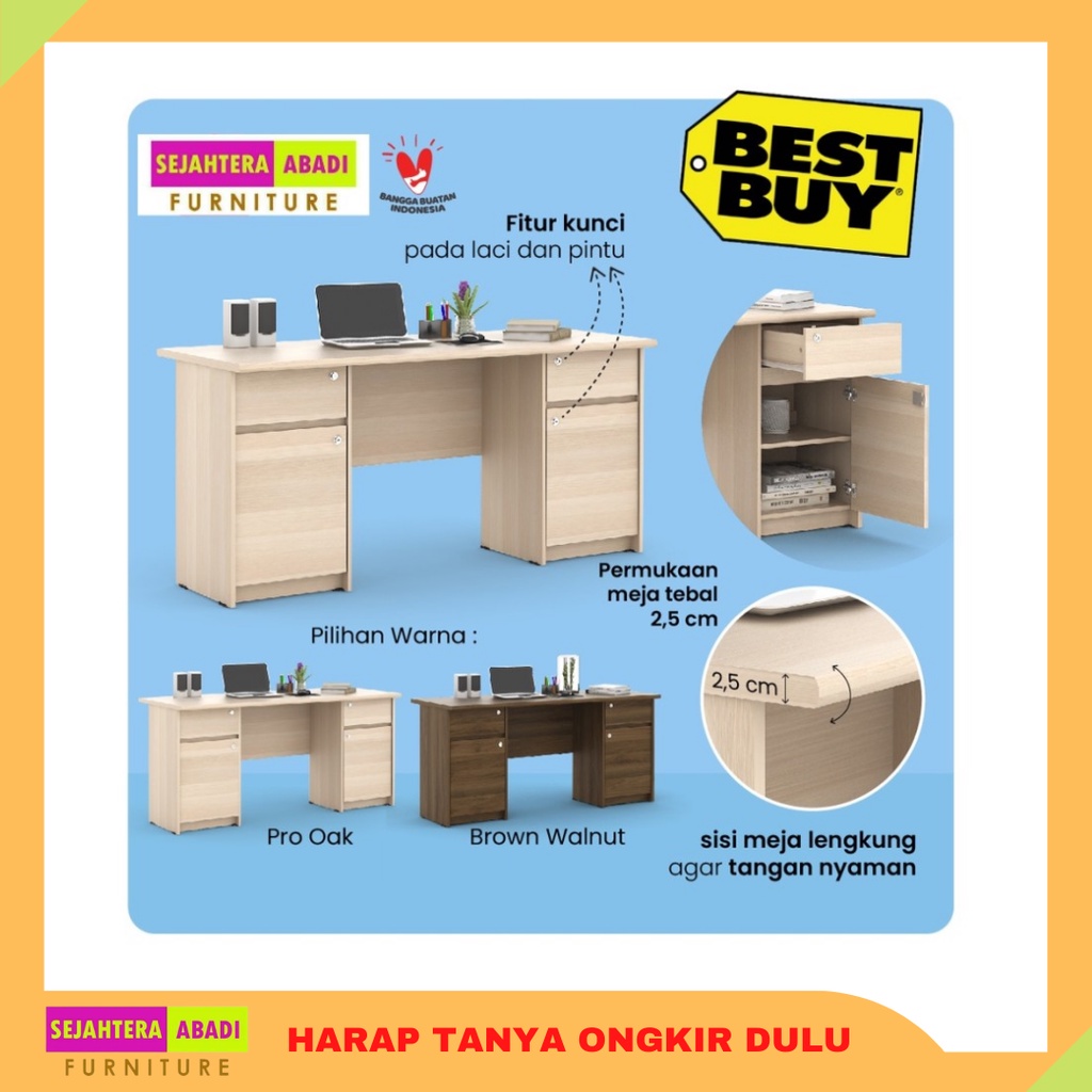 Jual meja tulis besar 1 biro, meja kerja, meja kantor ELIT DK 160 ...