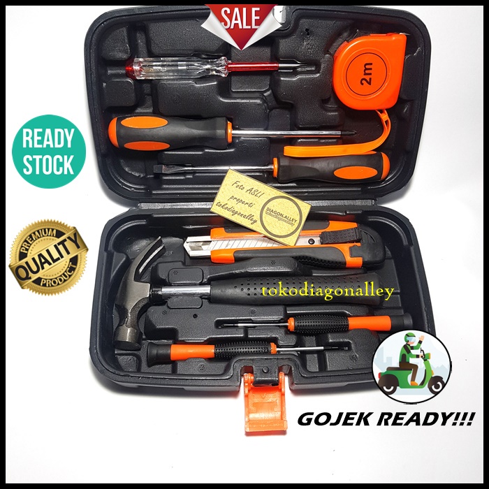 Jual Toolkit Lengkap Obeng Tang Alat Set Perkakas Palu Cutter Meteran 8 ...