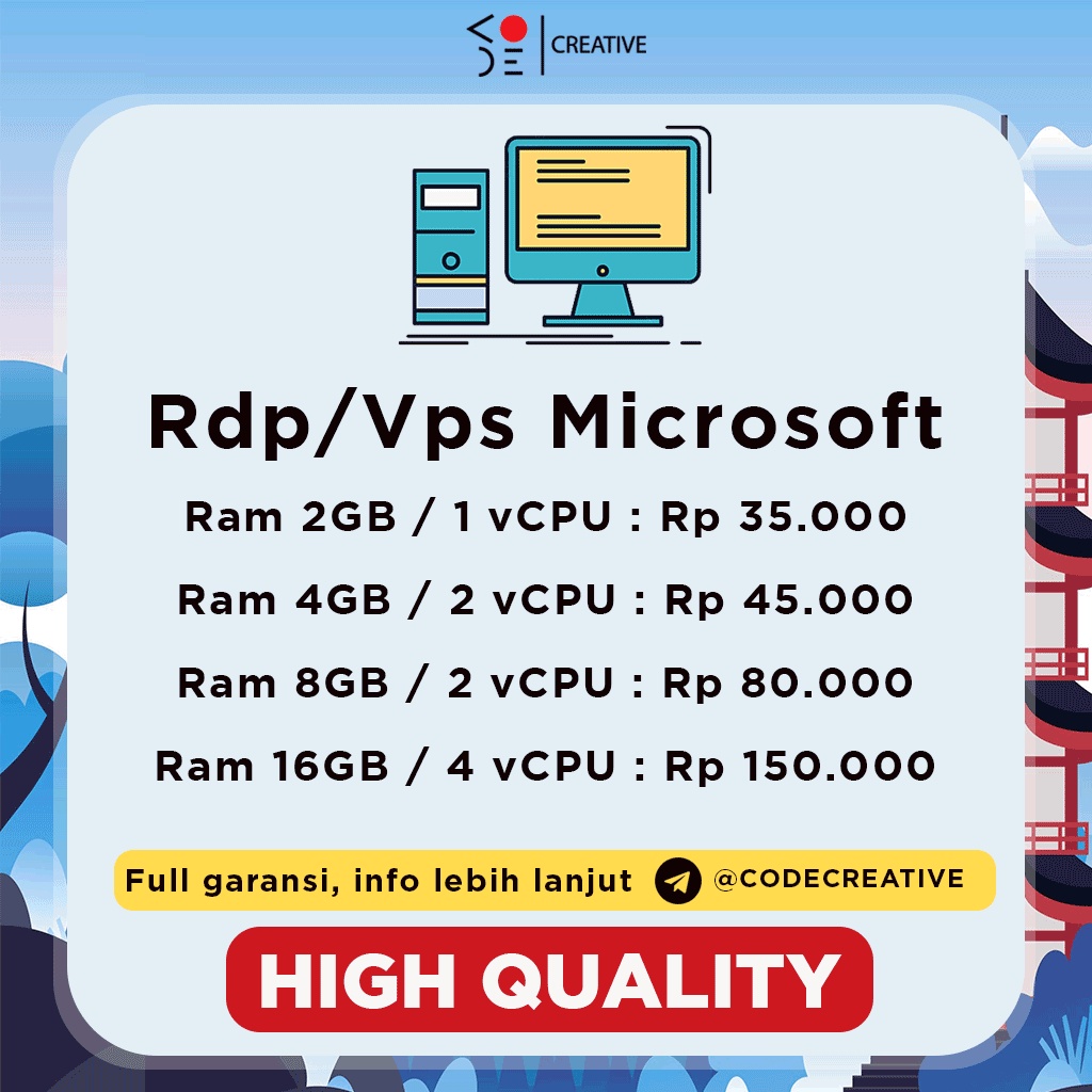 Jual RDP / VPS FULL GARANSI (Microsoft ) | Shopee Indonesia