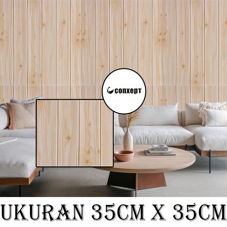 Jual CX Wallpaper Foam 3D Dinding Kayu Cream Premium Wallpaper Stiker ...