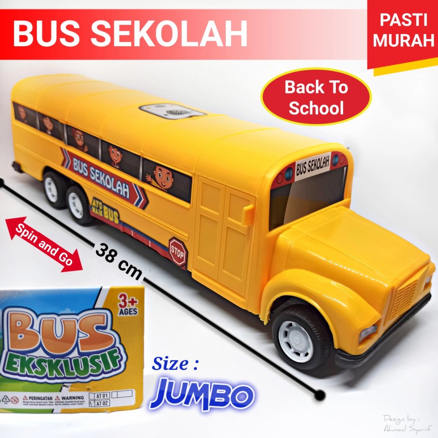 Jual MAINAN BUS SEKOLAH JUMBO 38cm (SPIN & GO) - MOBIL BIS ANAK SCHOOL ...