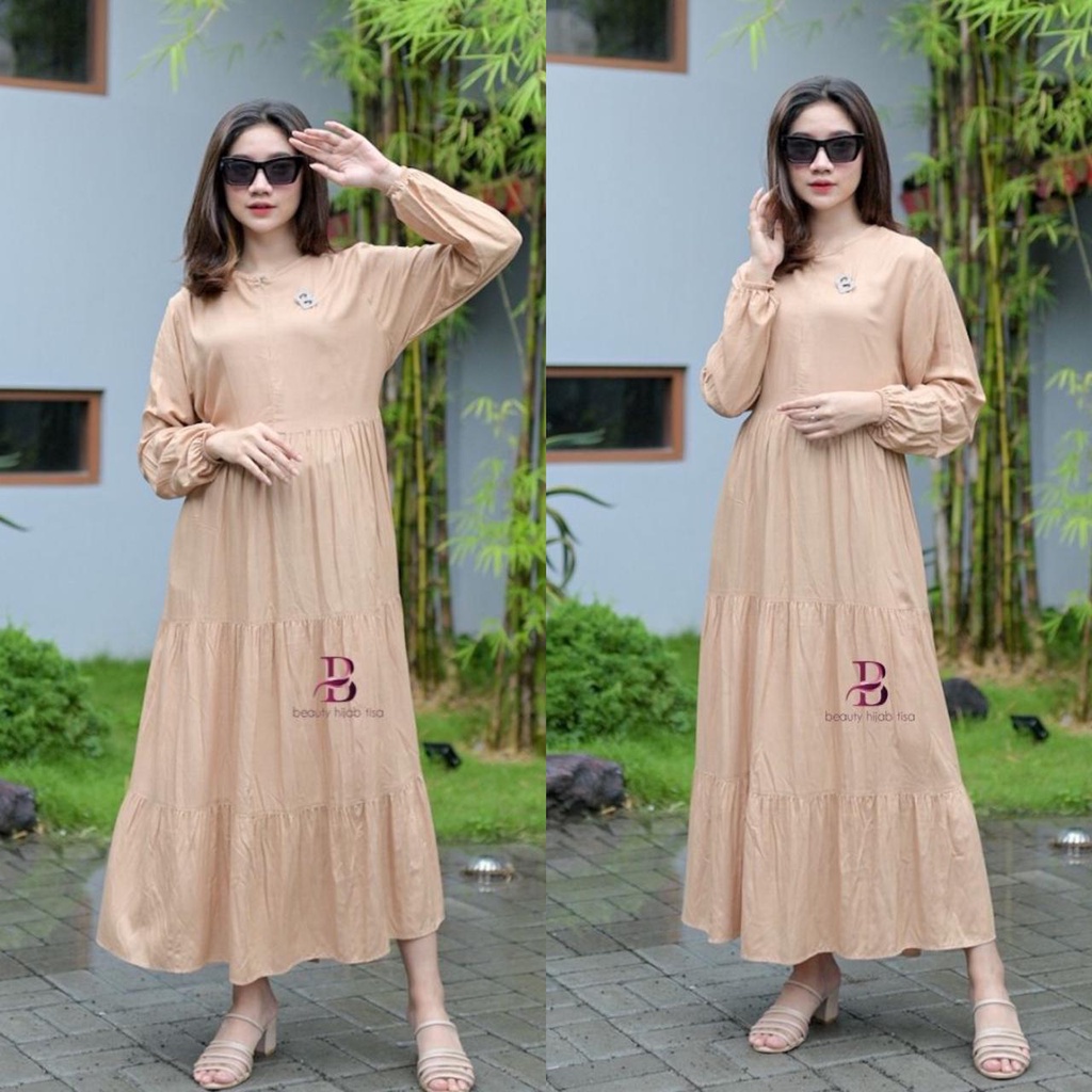 Jual Hanum Dress Busui Friendly Model Gamis Polos Terbaru Rayon Premium Ukuran Jumbo Beautyhijab ...