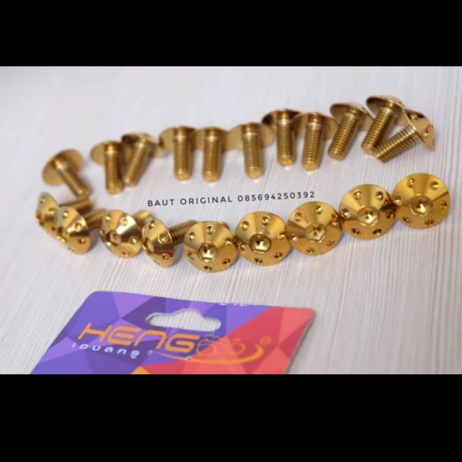 Jual baut probolt gold 6x15 payung big head bintik original heng | Shopee Indonesia