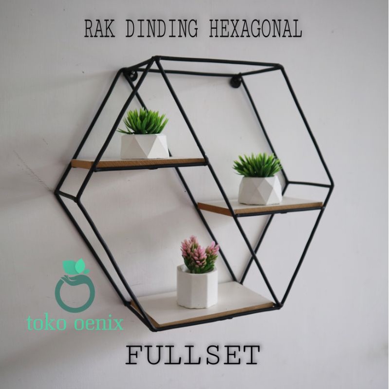 Jual Rak Dinding besi Minimalis Hexagonal Fullset | Rak Dinding Besi ...