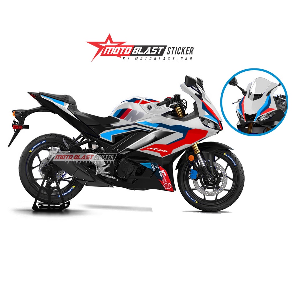 Jual Decal Sticker Motor Motoblast - Yamaha R25 Livery Tricolor BMW ...
