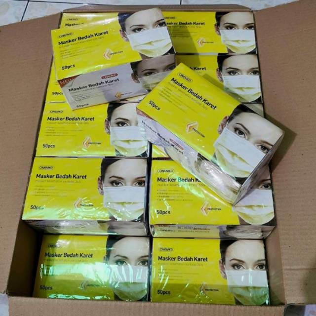 Jual Masker onemed medis earloop kuning | Shopee Indonesia