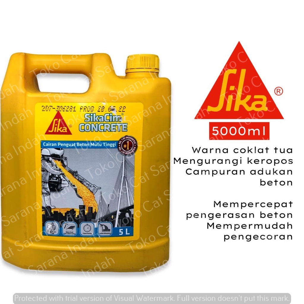 Jual SIKA CONCRETE ADDITIVE 5 L CAIRAN PENGERAS BETON PENGERAS COR ...