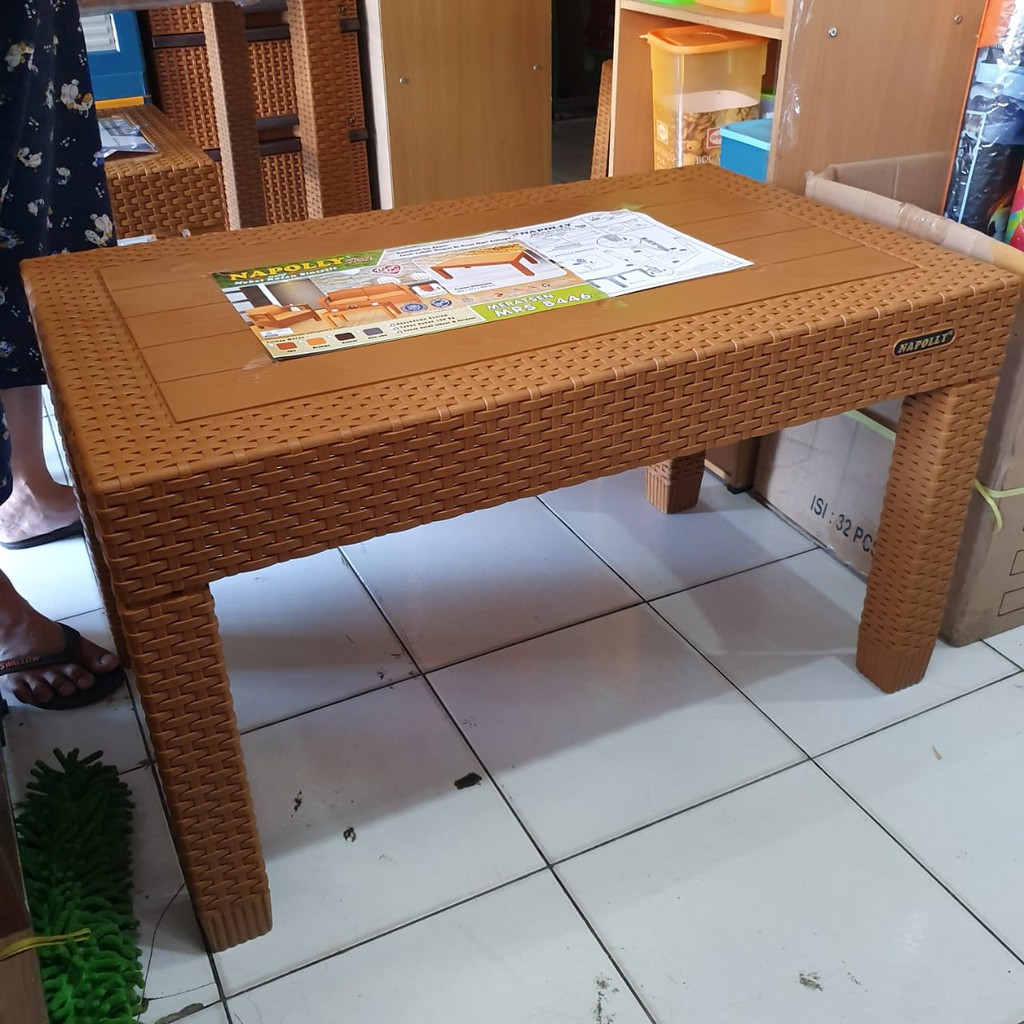 Jual Meja Lesehan Persegi Panjang Plastik Rotan Napolly | Shopee Indonesia