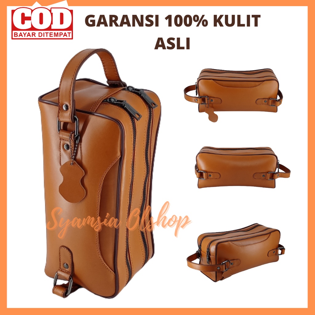 Jual Syamsia - Tas Handbag Pouch Pria Wanita Kulit Sapi Asli Travel ...