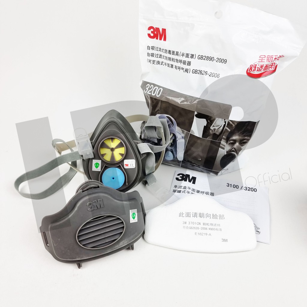 Jual Masker 3M 3200 Set Half Face Mask Respirator Single Cartridge ...