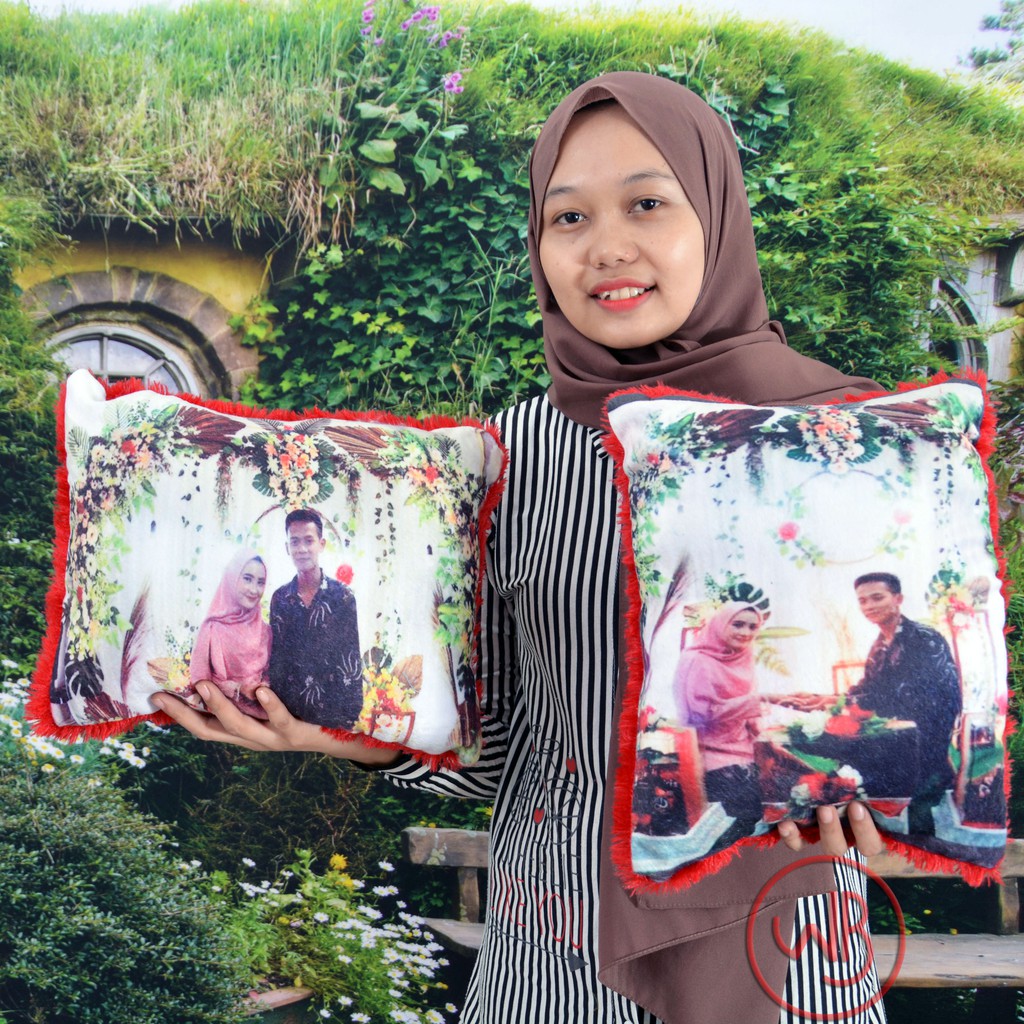 Jual [FULL PRINT] bantal custom foto 40x30 rasfur | Shopee Indonesia