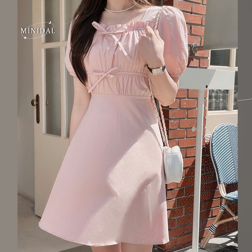 Jual MINIDAL ~ Kyung Mi Korean Ribbon Dress/ Gaun Korea Impor (4 colors ...