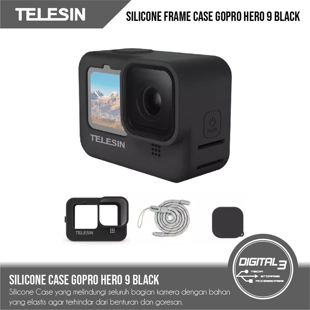 Jual Telesin GoPro Hero 9 / 10 / 11 / 12 Black Silicone Case Plus ...