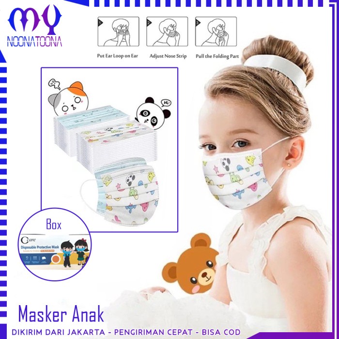 Jual CONSUMABLE-DISPOSABLE- MASKER ANAK 3 PLY MASKER EARLOOP ISI 50 PCS ...
