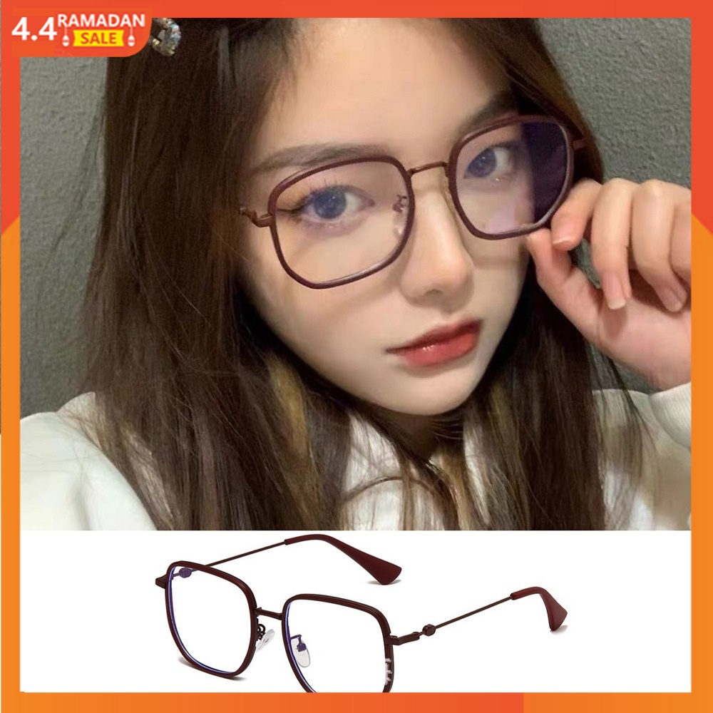 Jual kacamata cewek terbaru 2022 TikTok Kacamata gaya Wanita Anti-Radiasi Bingkai Persegi Korea ...