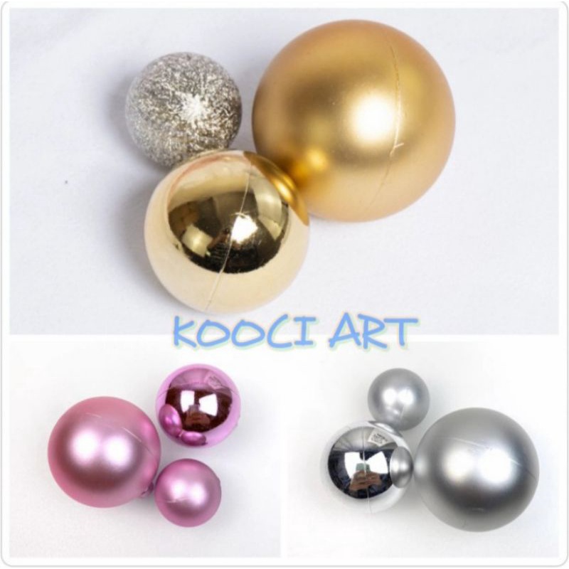 Jual Cake topper bola mutiara pearl 1set isi 3 topper kue silver pink ...