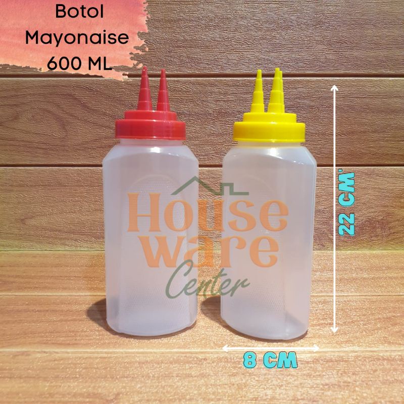 Jual [ TAKUMA ] Botol Mayonaise 600ML / Botol 3 Lubang / Botol Plastik ...