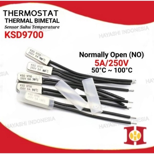 Jual Thermostat Thermal KSD9700 Bimetal 250V 5A Sensor Suhu Temperatur AC | Shopee Indonesia