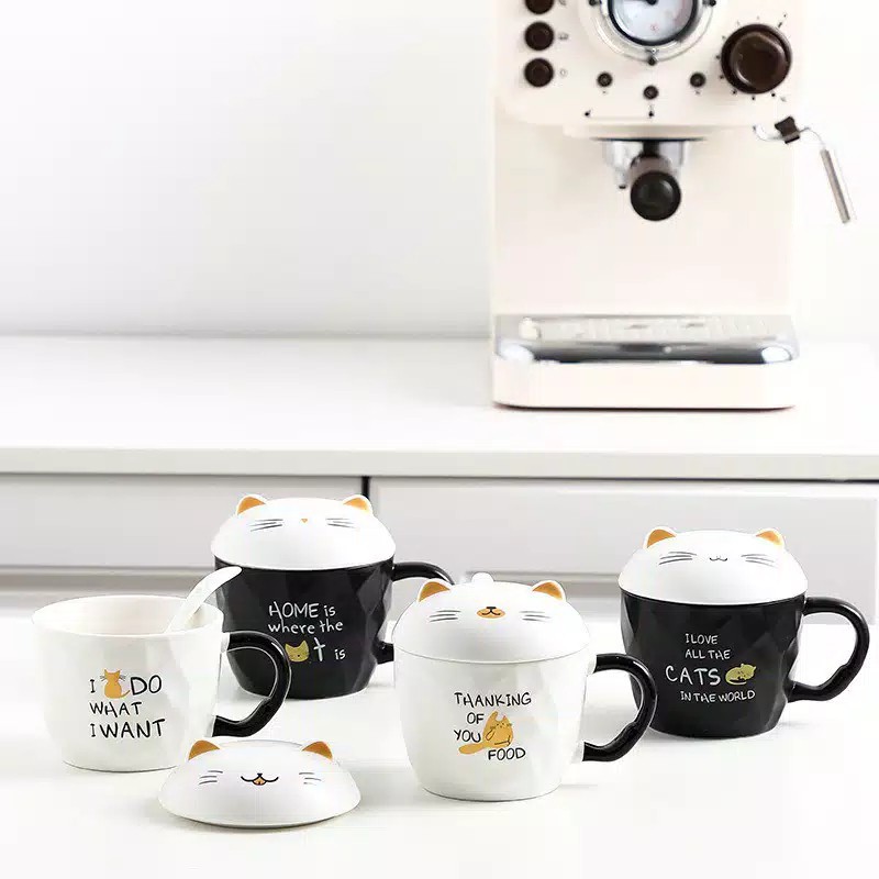 Jual Dt.Shop.Medan. Mug kucing dengan tulisan + tutup (free spoon ...