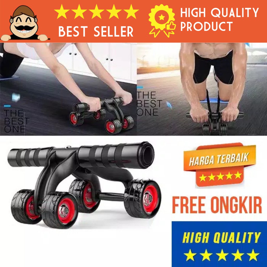 Jual ALAT FITNESS MELATIH OTOT PERUT POWER WHEEL ROLLER FITNES GYM ALAT ...