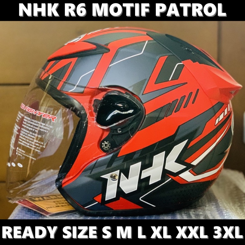 Jual Helm NHK R6 Patrol Red Silver Doff Merah Abu Dop Half Face Single ...