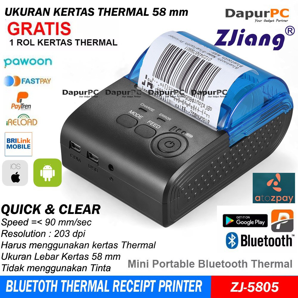 Jual Mini Portable Bluetooth Thermal Receipt Printer [5805-DD] Obral | Shopee Indonesia