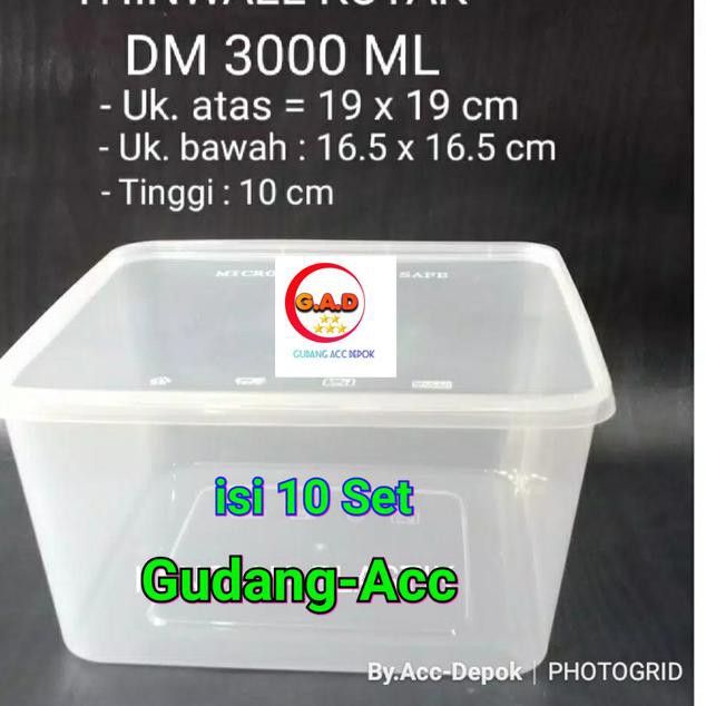 Jual Kualitas Dijamin 963mo Thinwall 3000ml Segiempat Food