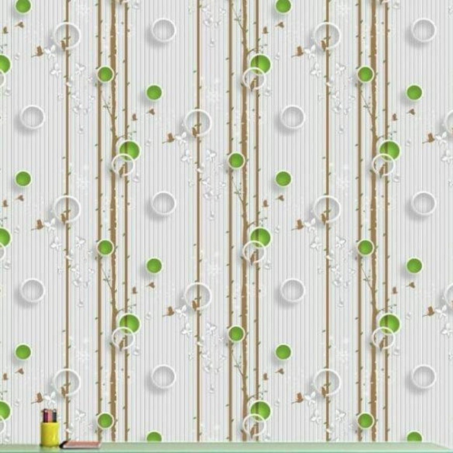 Jual WALLPAPER DINDING ukuran 45 cm x 10 M Motif BURUNG HIJAU BULAT | Shopee Indonesia