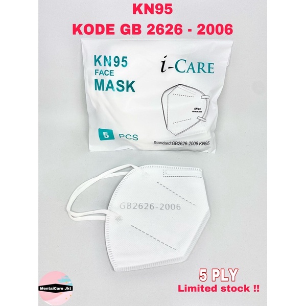 Jual KN95 GB2626-2006 ICARE Face Mask 5ply isi 5pcs masker kn 95 ...
