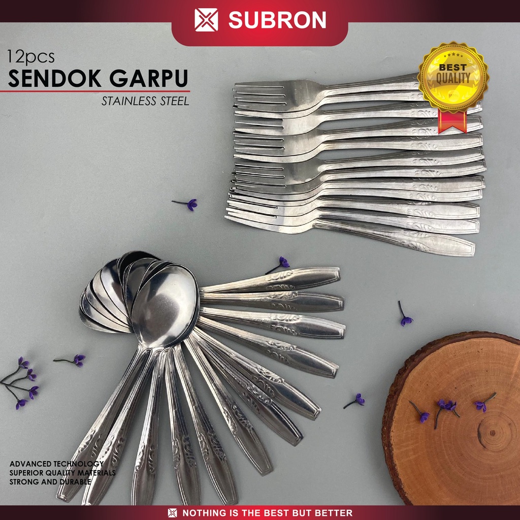 Jual SUBRON SET 12pcs Sendok Garpu Makan Sayur Lauk Stainless Steel ...