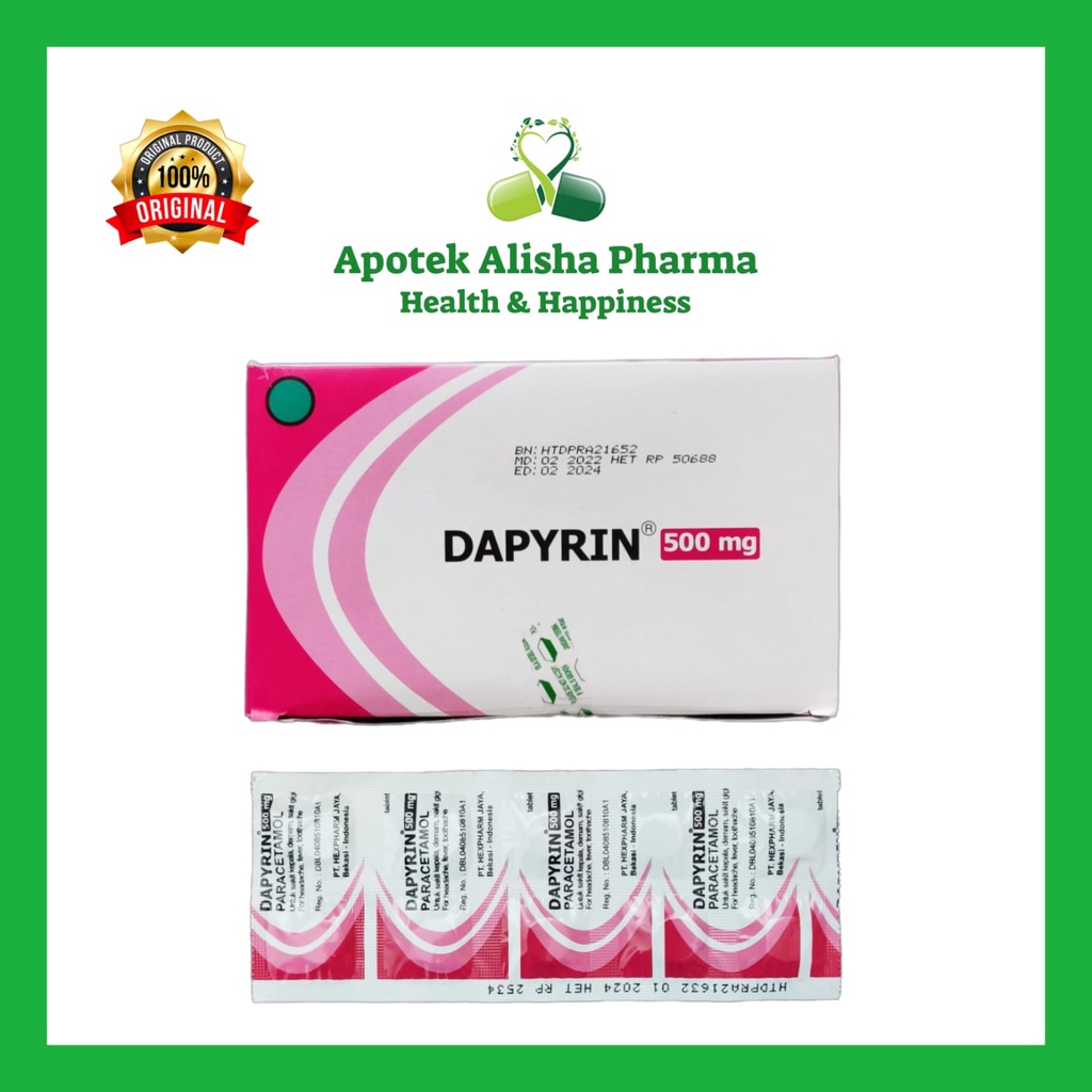 Jual Dapyrin Tablet - Dapirin Parasetamol Obat Pereda Nyeri / Penurun ...