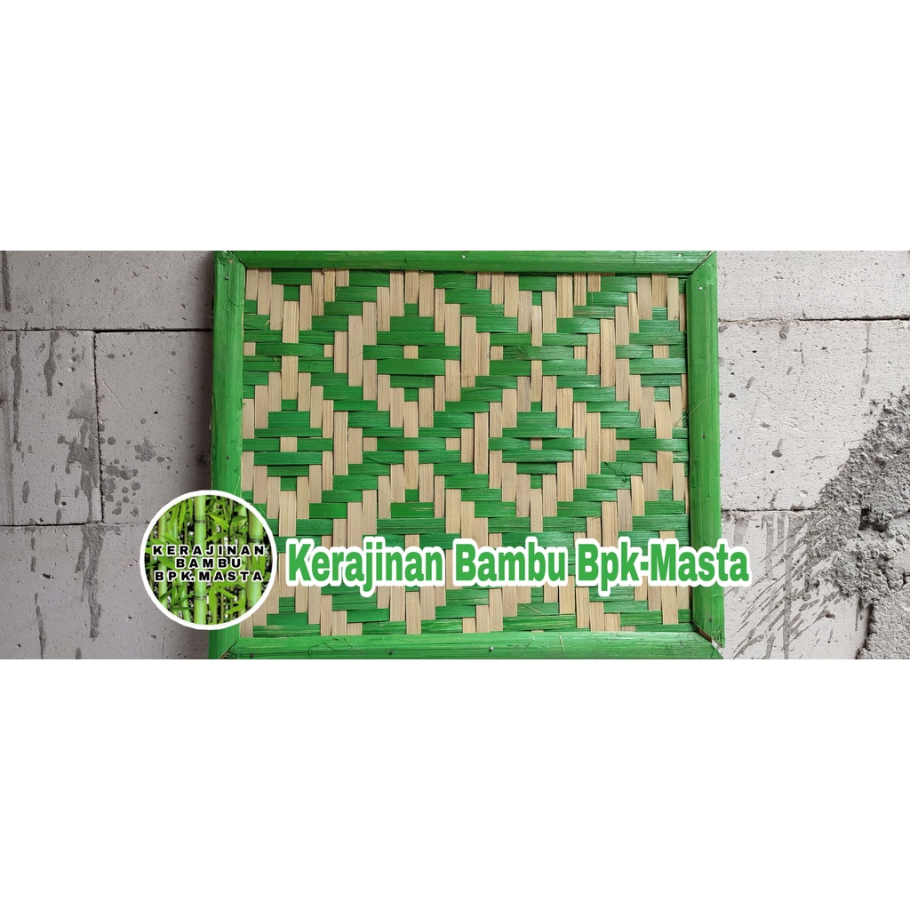 Jual Hiasan Dinding Anyaman Bambu Dekorasi Rumah Motif Warna Hijau Krem ...
