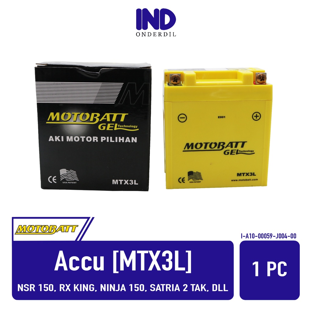 Jual Aki-Accu-Acu Battery-Batre Kering-Gel Merk Motobatt MTX3L 3ah-3 Ah ...