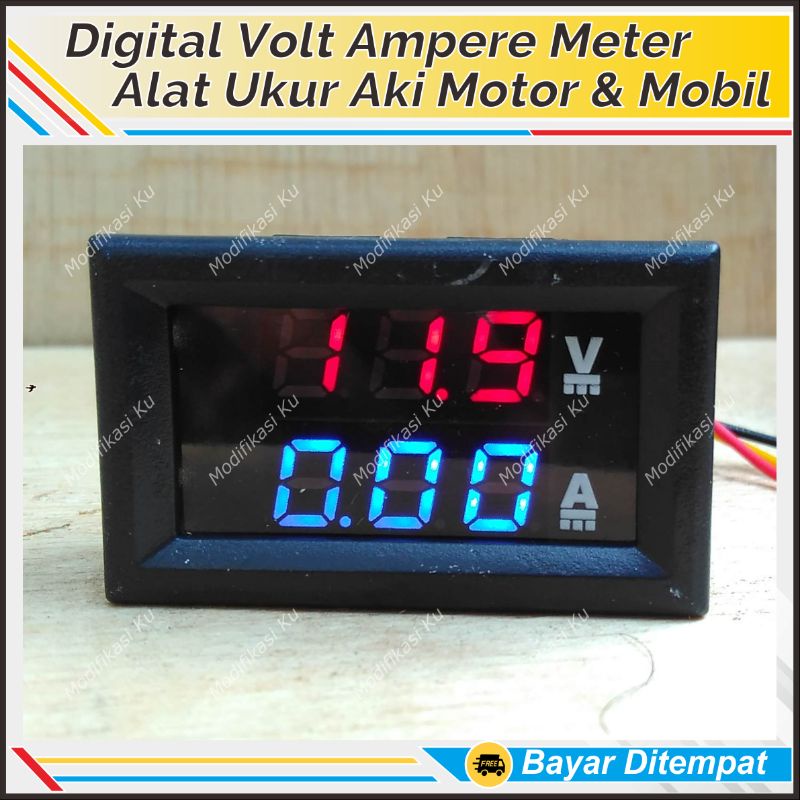 Jual DIGITAL VOLTMETER / VOLT + AMPERE METER 2 IN 1 MULTIFUNGSI 12V DC: PENGUKUR SUPLAY ARUS ...