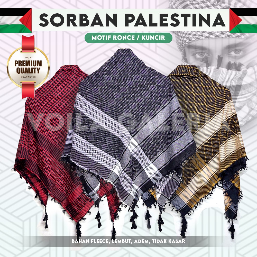 Jual Sorban Palestina Motif Ronce Premium - Surban Arab Kuncir Murah ...