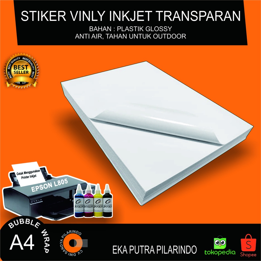 Jual Sticker Vinyl Transparan A4 isi / Stiker Vinyl Susu Mengkilap A4 ...