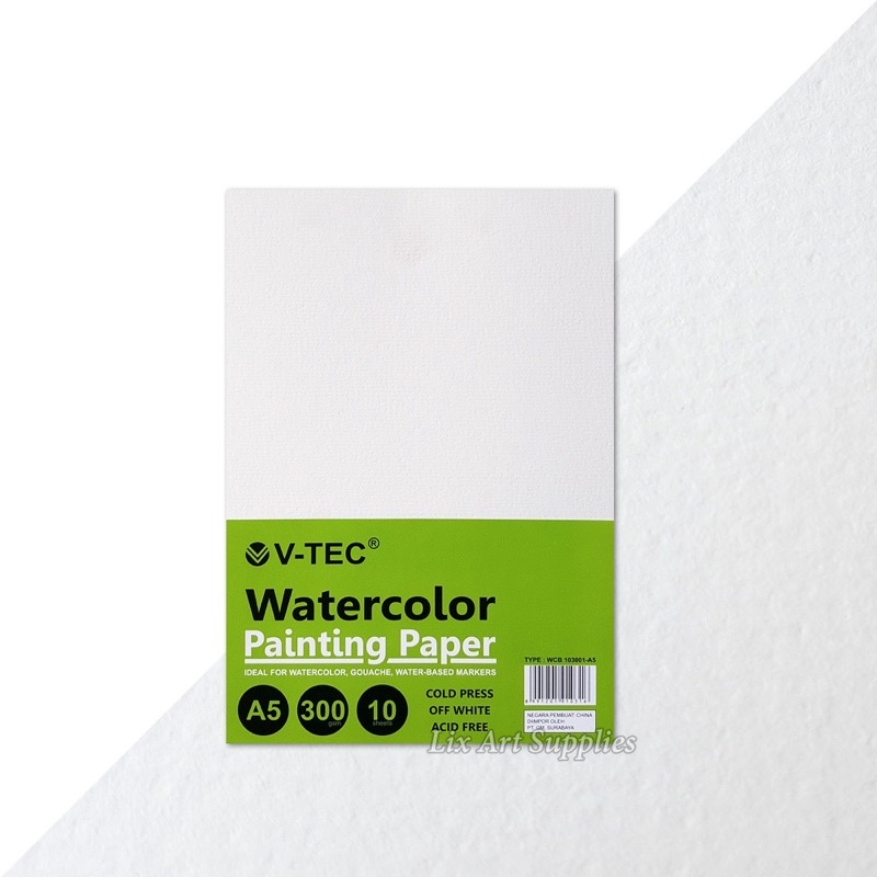 Jual V-TEC A5 Water Colour Paper 300gsm - 10 Sheets Cold Pressed/ V-TEC ...