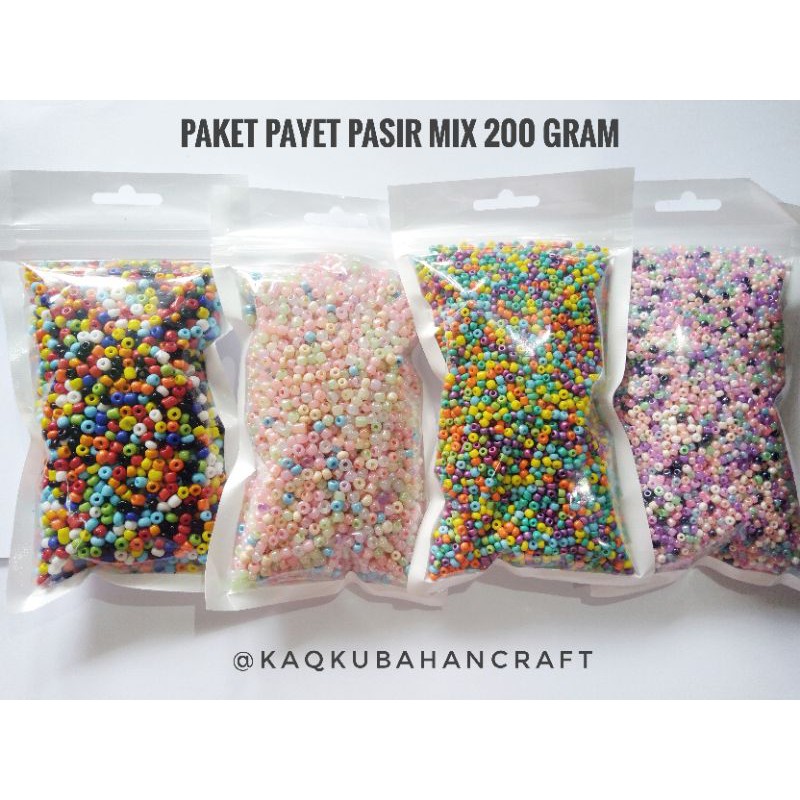 Jual (200& 100 GRAM MOTE PAYET PASIR MIX WARNA SIZE 6/o dan 8/o ...